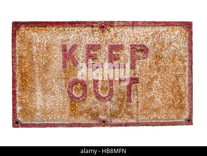 Danger keep out vintage rusty metal sign on a white background Stock ...