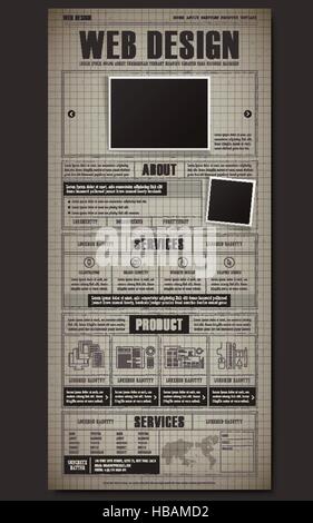 retro document style one page website design in flat Stock Vector Image ...