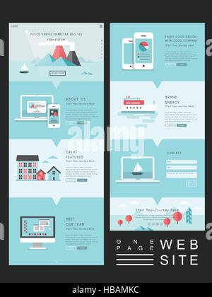 contemporary one page website template design with geometric elements ...