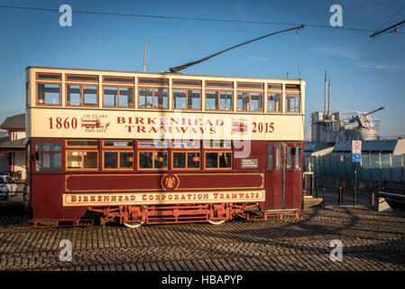 Restored Birkenhead Corporation tram at Woodside ferry terminal.In the ...