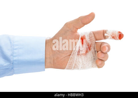 Hand with blood and bandage Stock Photo - Alamy