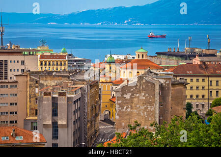 panorama view of Rijeka city harbor at Croatia copy space Stock Photo ...
