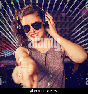 Happy Female Disc Jockey Mixing Music Stock Photo - Alamy