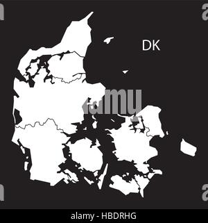 Map of Denmark with regions. Just a simple country border map with ...