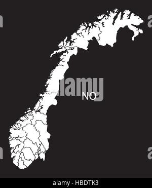 Vector regional map of Norway with counties and territories, and ...