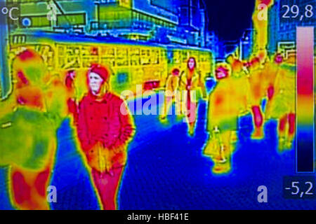 Infrared Thermal image people walking the city streets Stock Photo - Alamy
