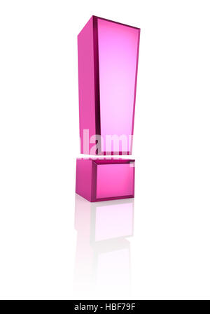 3d rendering pink background 3D exclamation code bubble dialog box ...