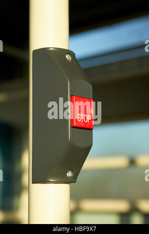 Bus stop button with braille Stock Photo - Alamy