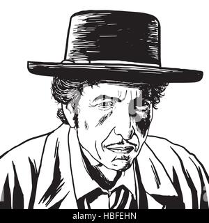 Bob Dylan Cartoon Caricature Vector Illustration Drawing Stock Vector ...