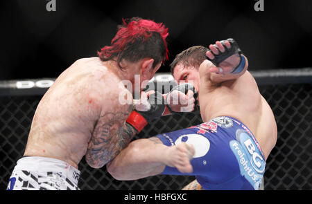 Scott Jorgensen, left, fights Jeff Curran during UFC 137 at the ...