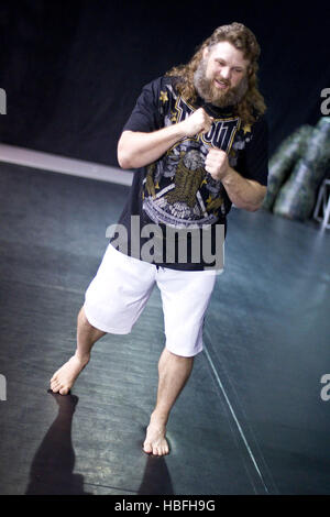 UFC fighter Roy Nelson works out at the UFC Media Open Workouts in Las ...