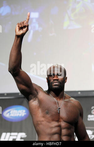 UFC fighter Cheick Kongo during a weigh-in for UFC 137 in Las Vegas ...