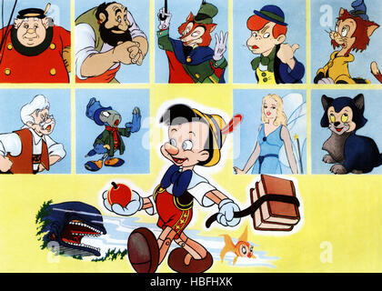 PINOCCHIO, Pinocchio, Figaro the cat, Cleo the fish, Geppetto, 1940 ...