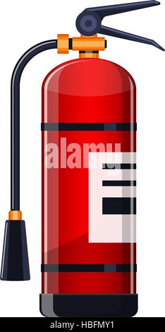 Realistic fire extinguisher with flame on dark background vector ...