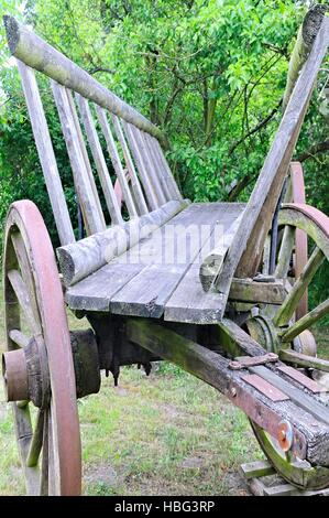 Old wooden ladder and wooden wagon Stock Photo - Alamy