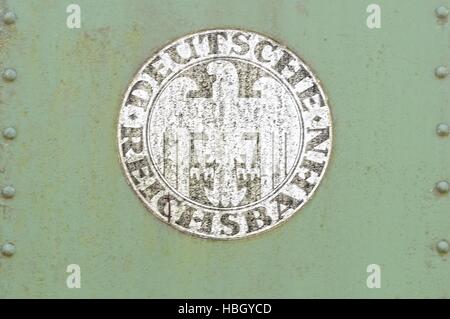 Old Deutsche Reichsbahn (DR) railway steam locomotive train engine grey ...