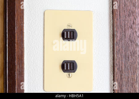 Japanese retro electrical switch on the wooden walll as the switch set ...
