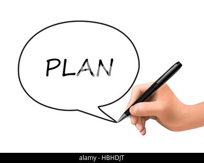 plan word written by 3d hand over white background Stock Vector Image ...