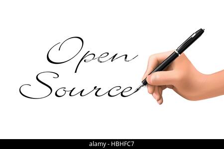 open source words written by 3d hand over white background Stock Vector ...