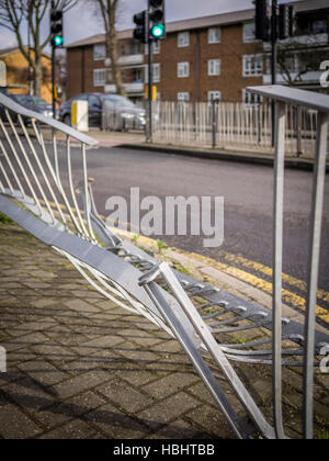 Damaged steel railing Stock Photo - Alamy