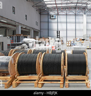 Cable Coils Reels Storage at Distribution Warehouse Floor Stock Photo ...