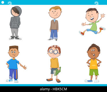 kid or teen cartoon boys characters group Stock Photo - Alamy