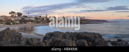 Crescent Bay beach panoramic view of the ocean at sunset in Laguna ...