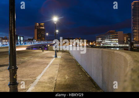 The Boat tower and the Lagan footbridge over the Lagan River, Belfast ...