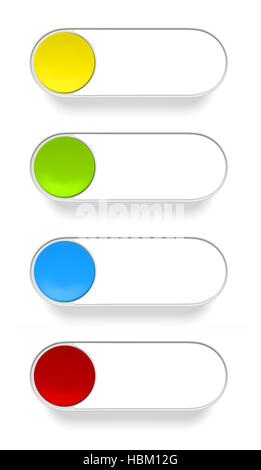illustration of button set with four different colored round buttons on ...