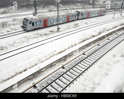 complicated urban railway system by winter time Stock Photo - Alamy