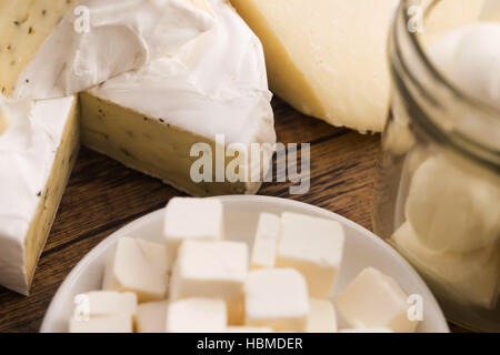 Different kinds of soft cheese, Camembert, Brie, Roquefort, Pave, soft ...