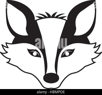 contour monochrome with fox face vector illustration Stock Vector Image ...