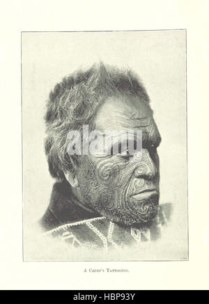 The image depicts traditional Maori tattooing practices, showing ...