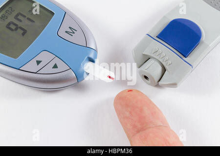 Blood sugar finger stick test with glucometer and diabetic supplies ...