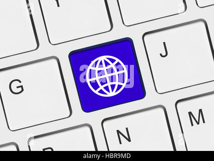 Blue Globe and Computer Keyboard for background Stock Photo - Alamy