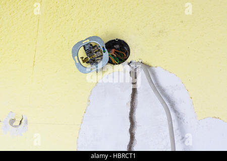 Electrical cables under plaster Stock Photo - Alamy