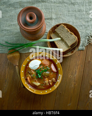 Seljanka a thick, spicy and sour Russian soup. ingredient being either ...