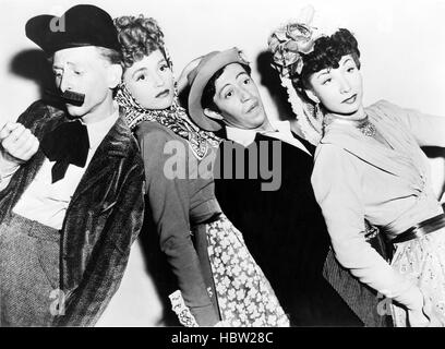 GREENWICH VILLAGE, l-r: Judy Holliday, Adolph Green, Betty Comden ...