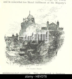 The illustration depicts Elizabethan England, showing towns, streets ...