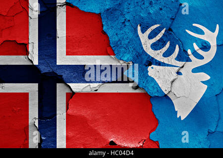 Flags of Norway and Hitra painted on cracked wall Stock Photo - Alamy