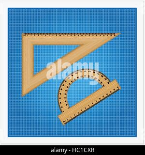 Blueprint and ruler instruments on a white background Stock Vector ...