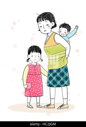 Neglected class of single mother family at island Stock Photo - Alamy