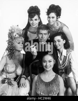 OUR MAN FLINT, Helen Funai (front), center from left: Sigrid Valdis ...