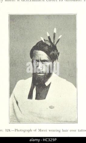 The image depicts traditional Maori tattooing practices, showing ...