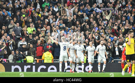 Karim Benzema of Real Madrid celebrates his goal during the UEFA ...