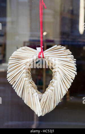 Heart shaped decoration made of straw Stock Photo - Alamy