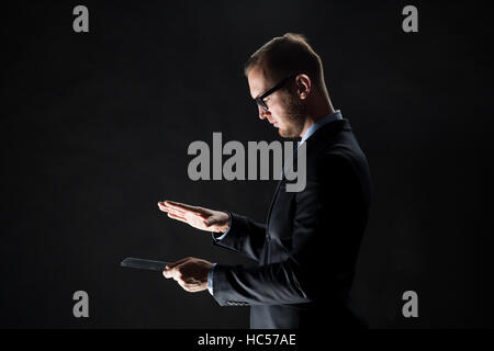 close up of businessman with transparent tablet pc Stock Photo - Alamy