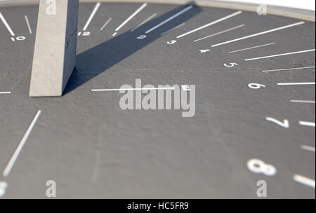 A 3D render of a sleek modern sundial clock made of stone with white ...