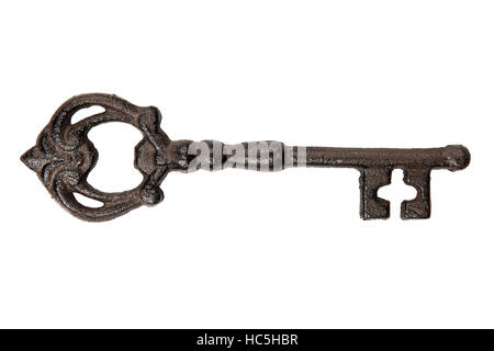 Old key on white background Stock Photo - Alamy