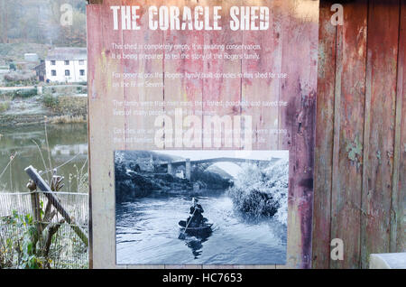 The Coracle shed where coracles, an ancient type of boat used on the ...